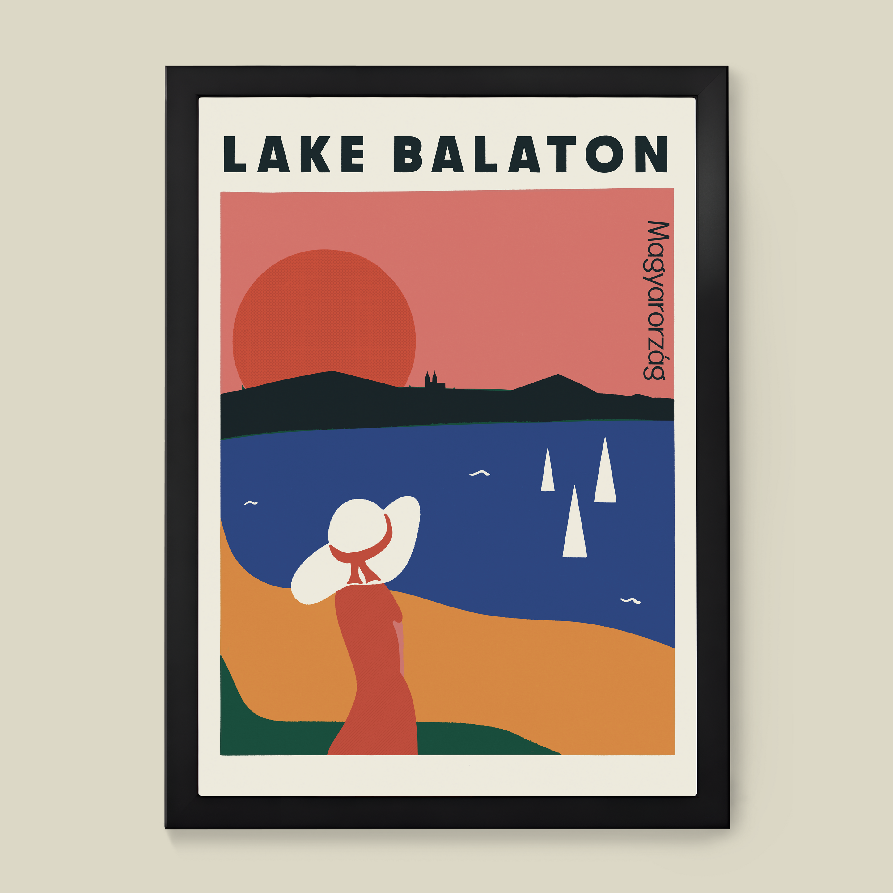 Lake Balaton Retro Hungarian Travel Print – Little Egret Design